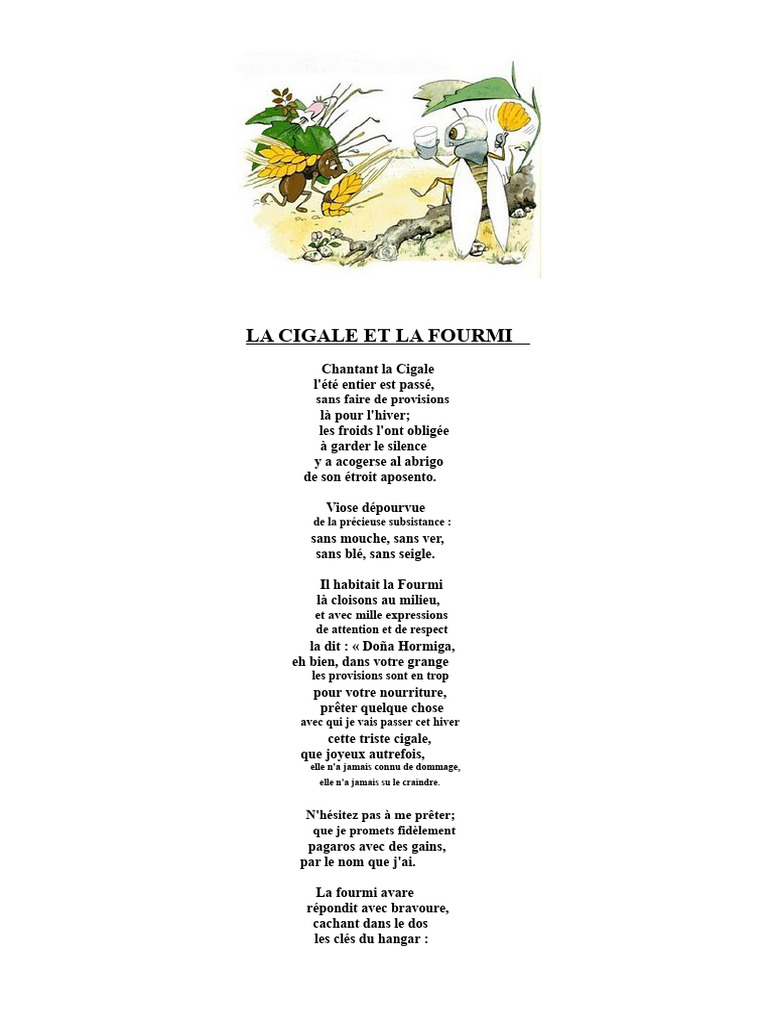La Cigale Et La Fourmi | PDF