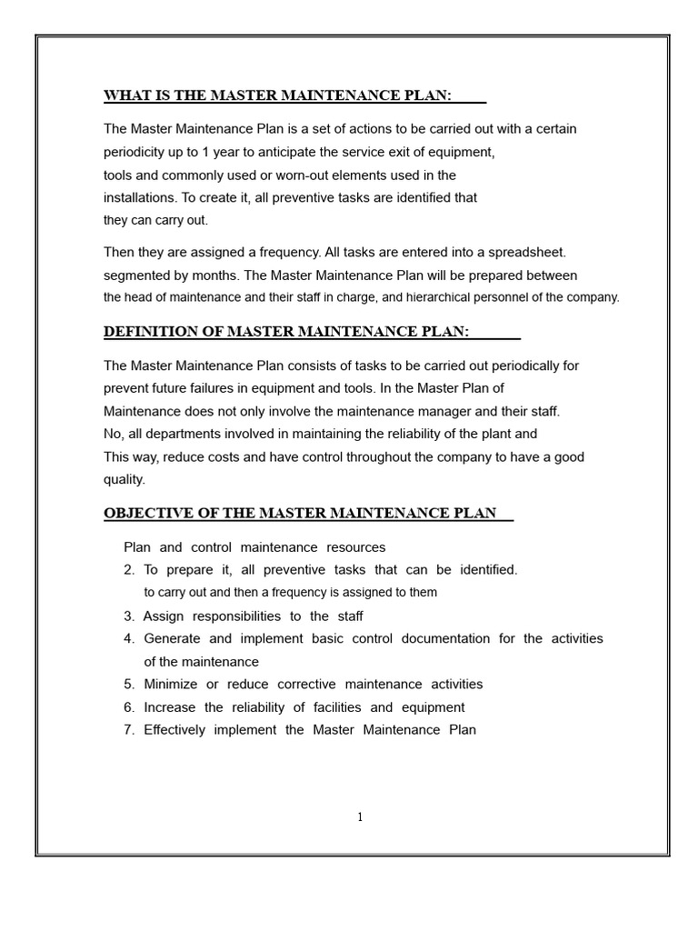 What Is The Master Maintenance Plan | PDF | Hard Disk Drive | Reliability Engineering