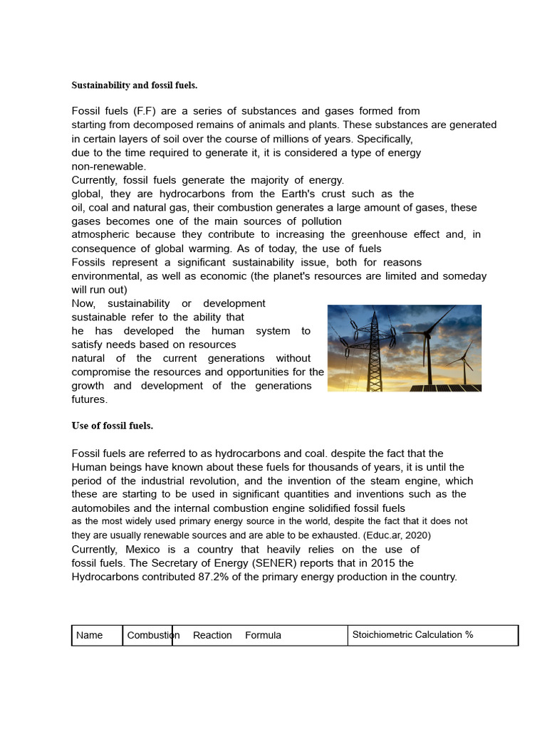 Sustainability and Fossil Fuels. | PDF | Fuels | Fossil Fuels