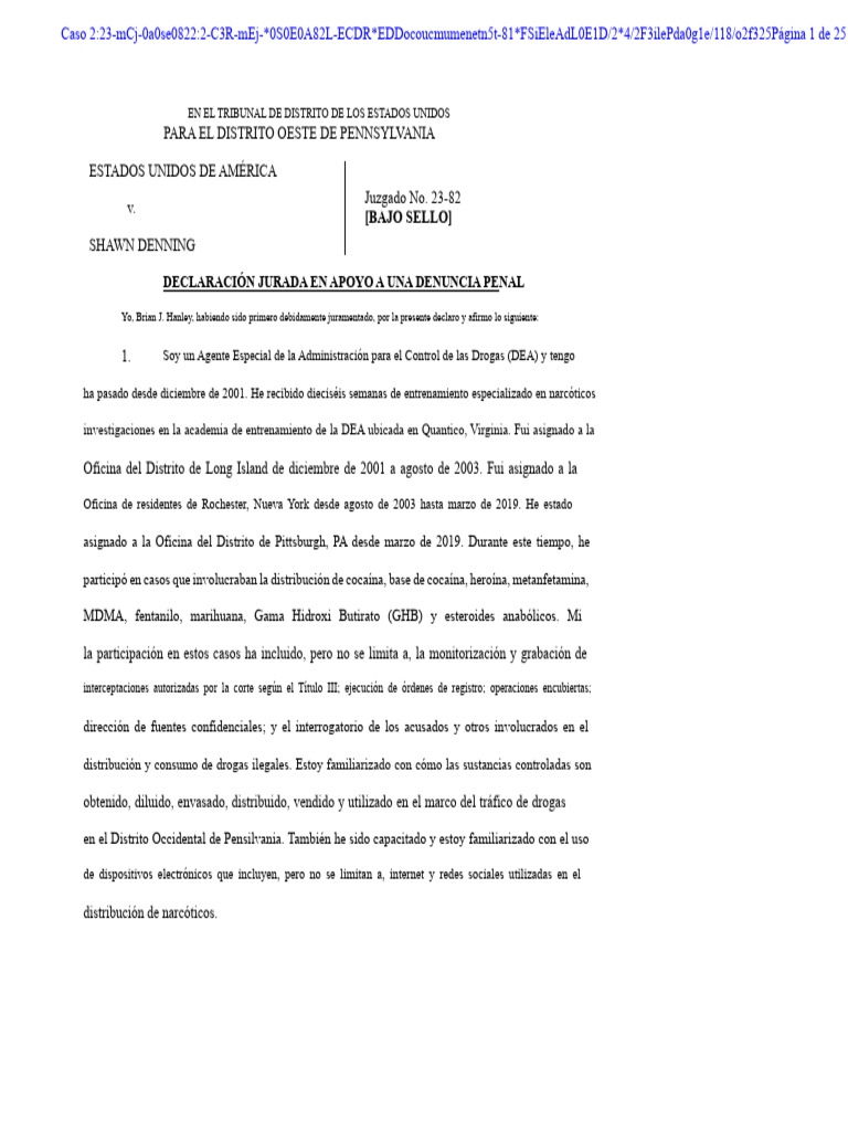 Declaración Jurada de Shawn Denning | PDF | Administración para el ...