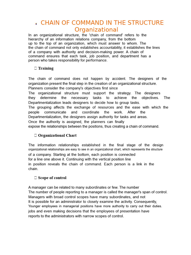 Chain of Command in The Organizational Structure | PDF | Organizational ...