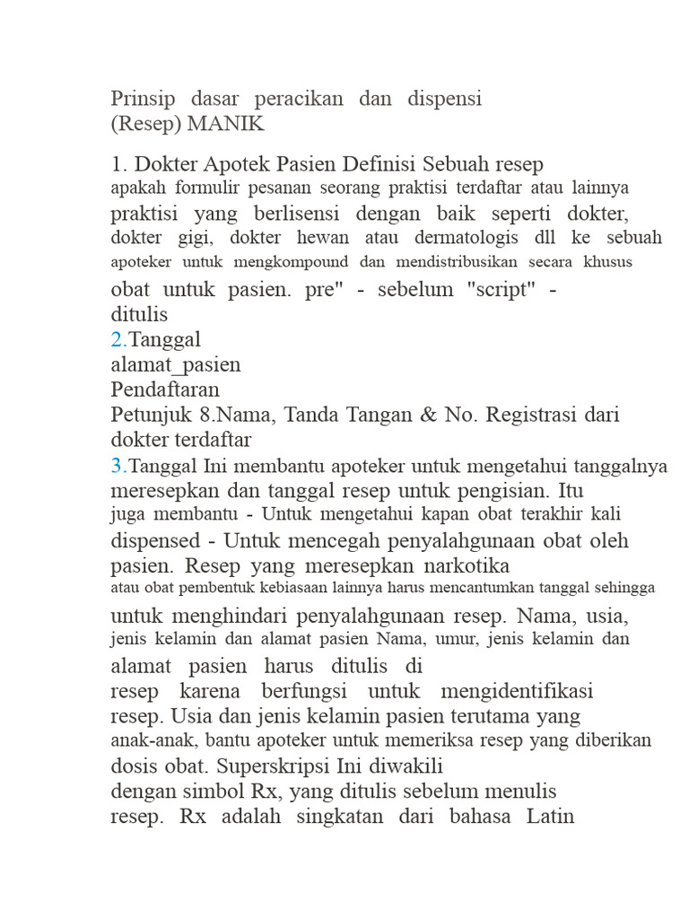Prinsip Dasar Peracikan Resep Obat | PDF
