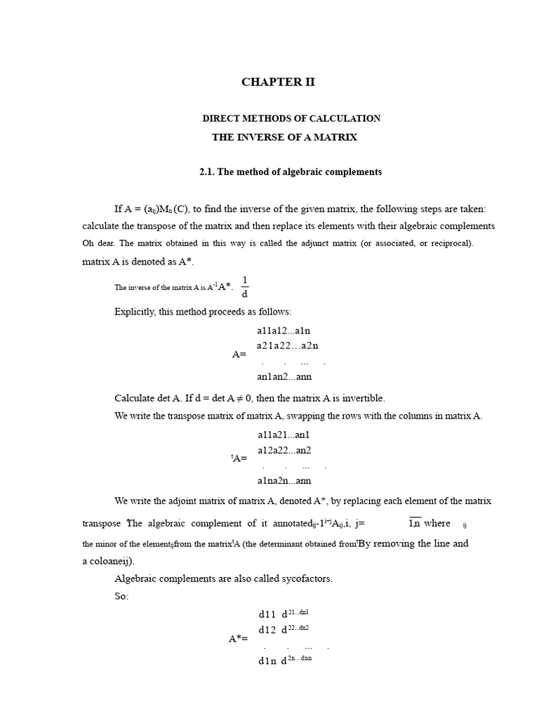 The Inverse of A Matrix | PDF | Matrix (Mathematics) | Determinant