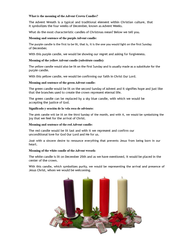 What Is The Meaning of The Advent Wreath Candles? | PDF