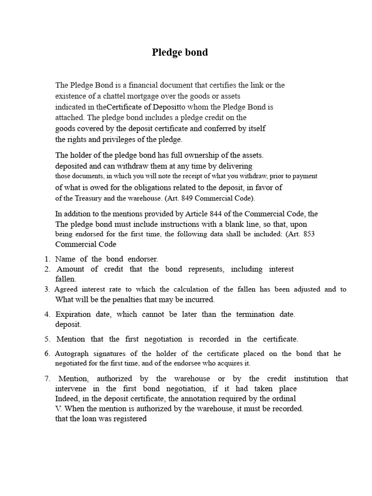 Smith Pledge Bond | PDF | Bonds (Finance) | Payments