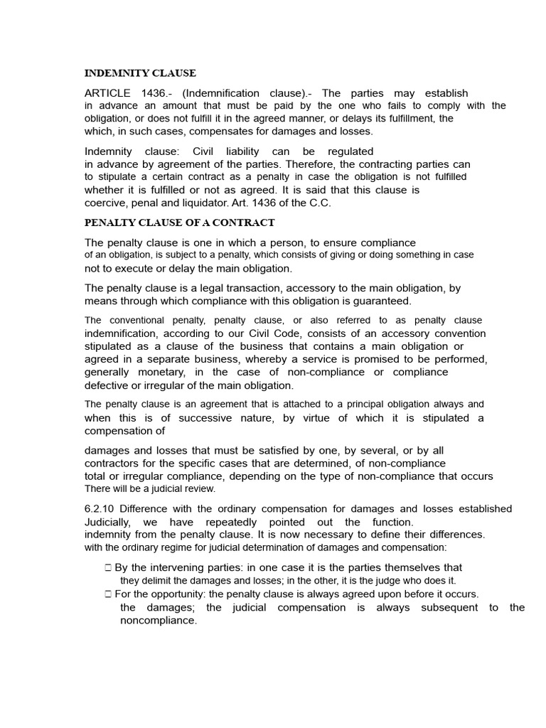Indemnification Clause | PDF | Indemnity | Damages