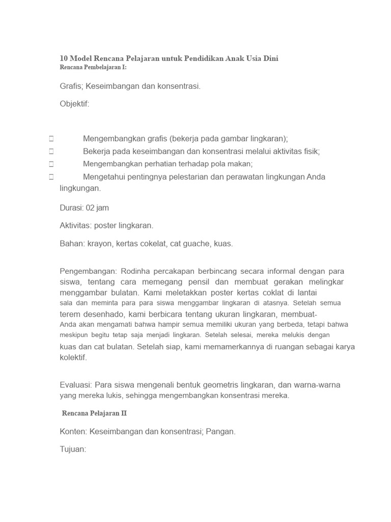 Rencana Pelajaran Kreatif untuk PAUD | PDF