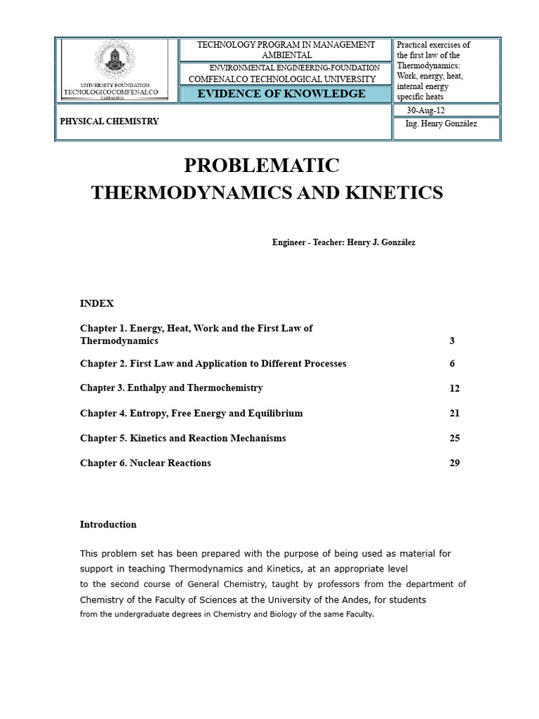 Solved Exercises On The First Law of Thermodynamics Original | PDF ...