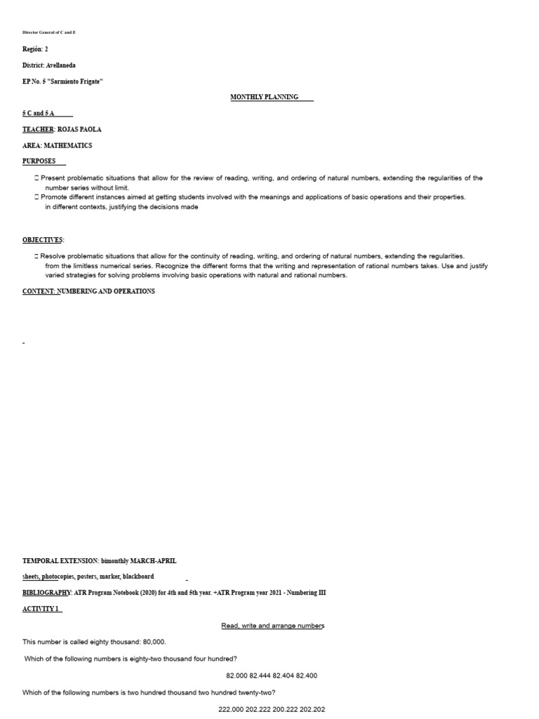 Didactic Sequence Mathematics 5 A C | PDF | Mathematician | Cognition