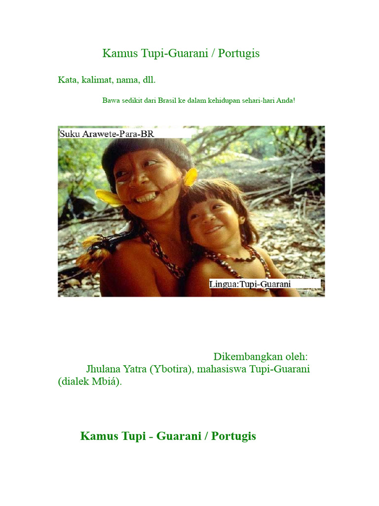 Kamus Tupi - Guarani Portugis Oleh Yatra Jh. | PDF