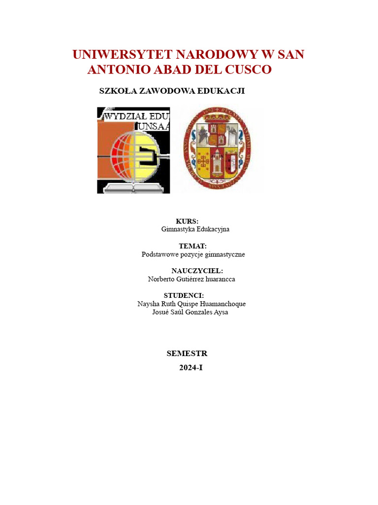 Podstawowe Pozycje Gimnastyczne | PDF