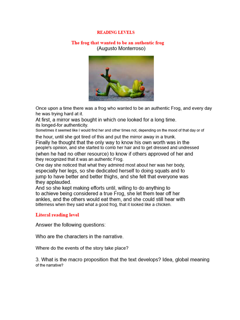 READING LEVELS 9th The Frog That Wanted To Be A Real Frog | PDF