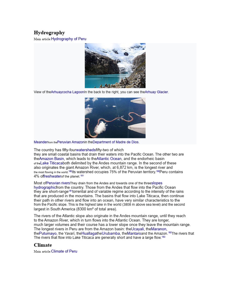 Hydrography and Climate of Peru | PDF | Drainage Basin | Peru