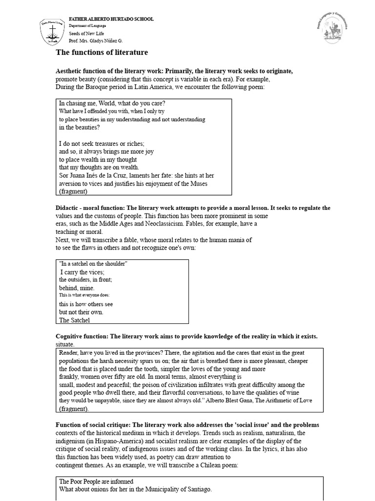 The Functions of Literature | PDF