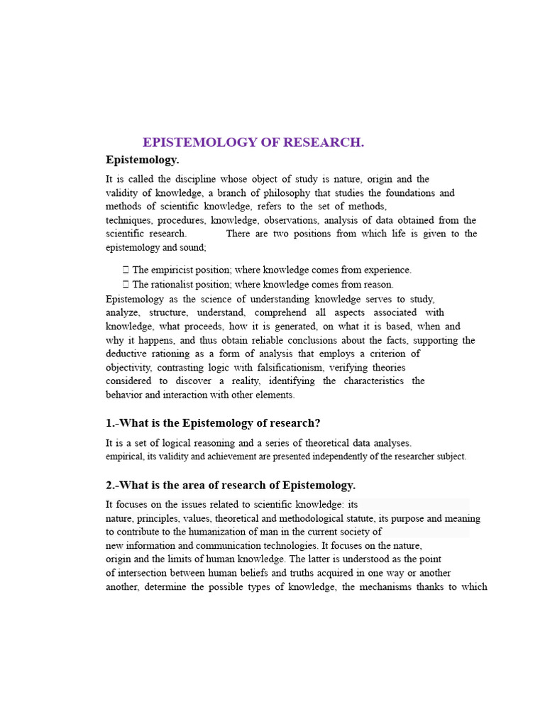 Epistemology of Research | PDF | Epistemology | Knowledge