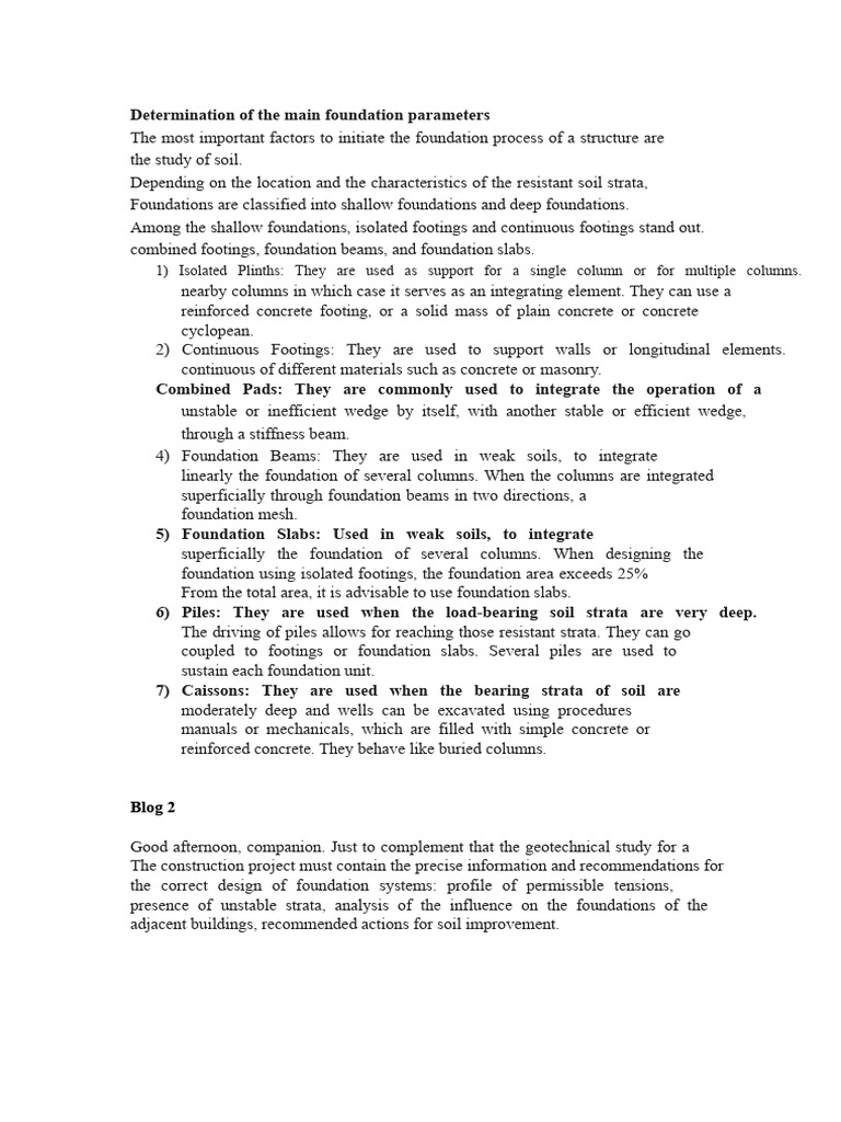 Foundation Parameters | PDF | Foundation (Engineering) | Concrete