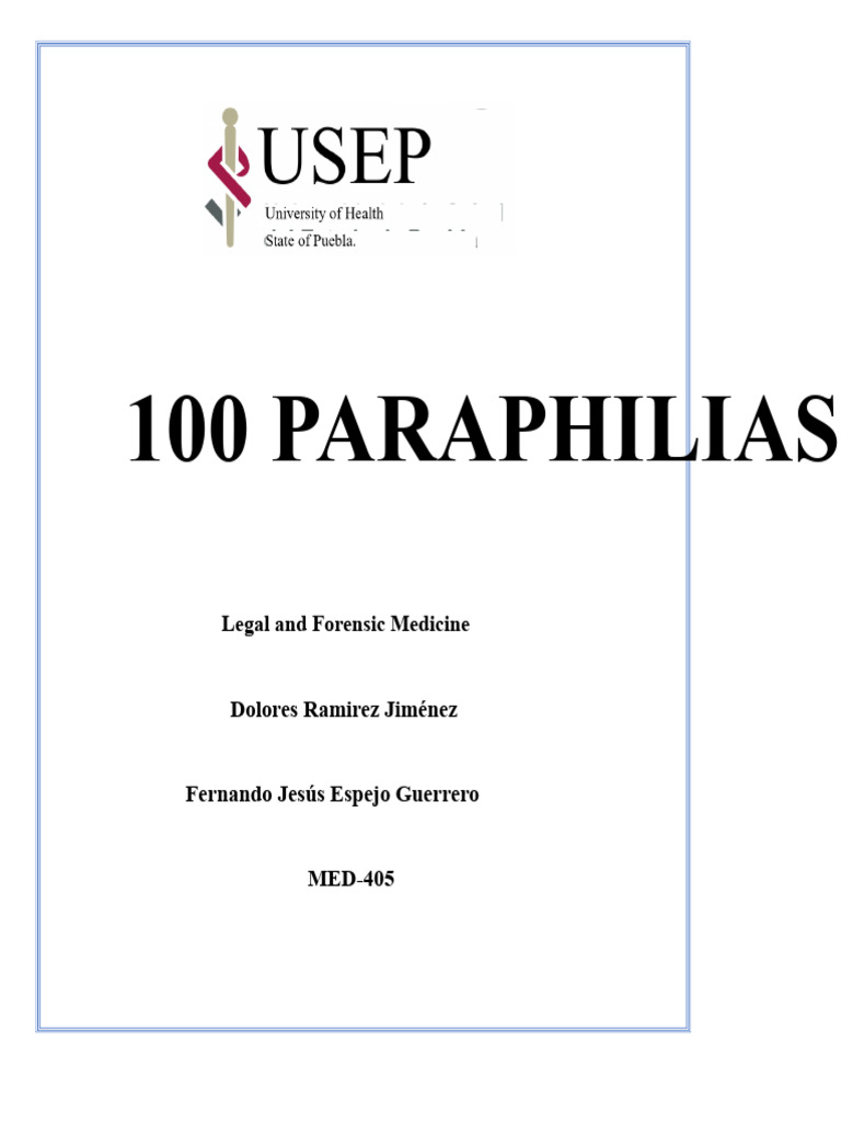 100 Paraphilias | PDF | Human Sexual Activity | Sexual Arousal