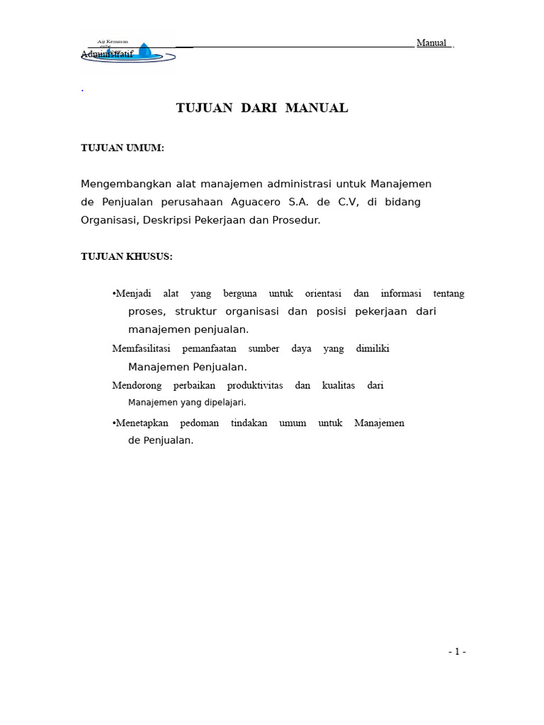 Manual Administratif Aguacero S.A de C.V | PDF