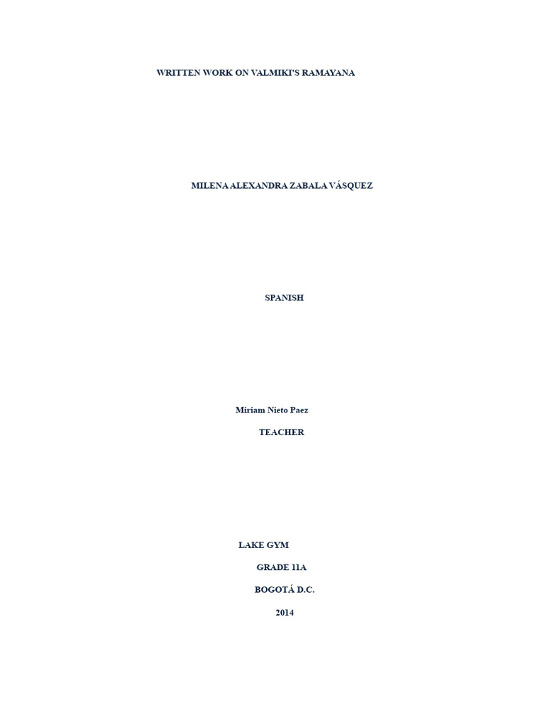 Written Work On The Ramayana by Valmiki | PDF | Rama | Sita
