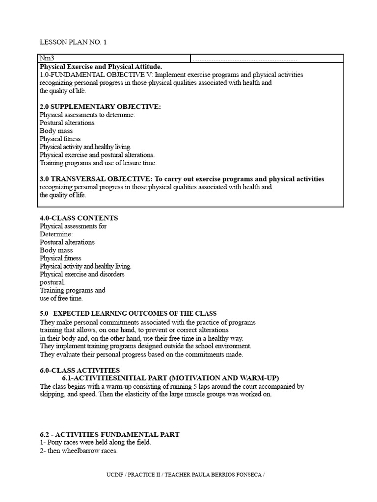 12 Lesson Plans | PDF | Lesson Plan | Physical Education
