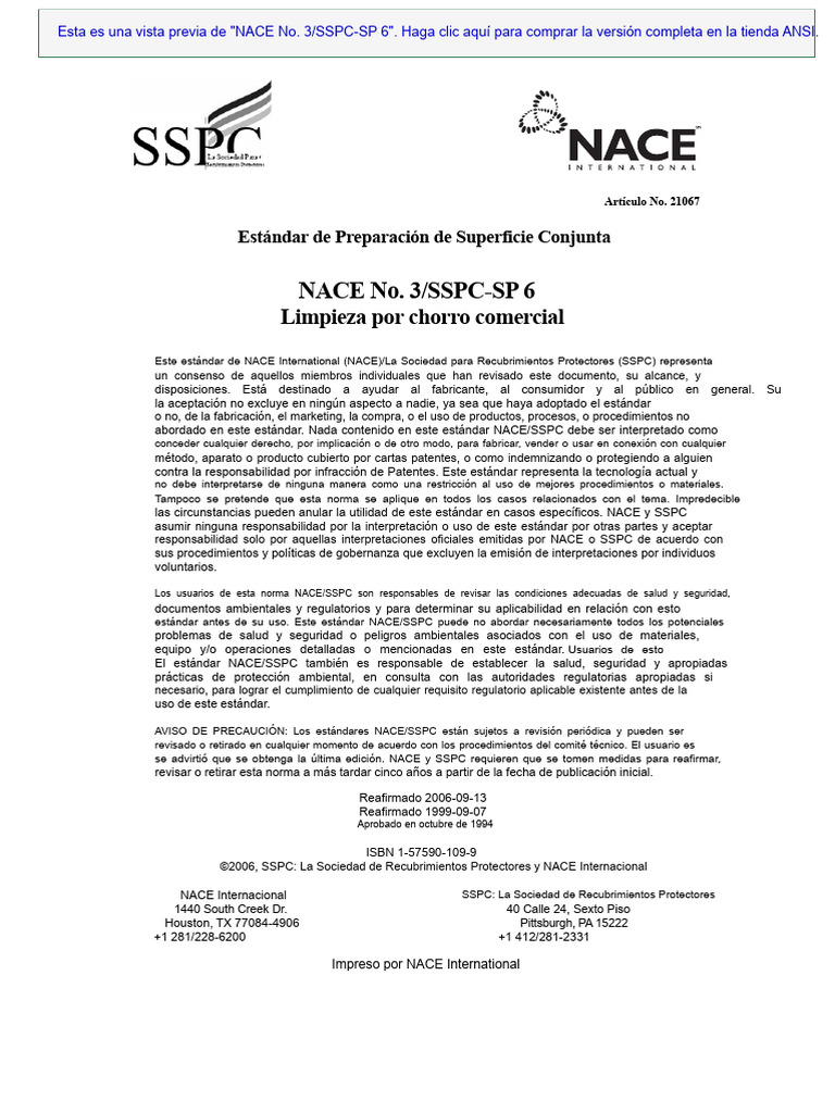 Vista Previa - NACE+No.+3+SSPC-SP+6 | PDF | Revestimiento | Acero