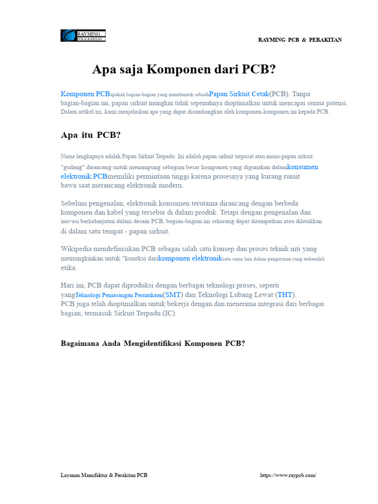 Komponen Utama Papan Sirkuit Cetak | PDF