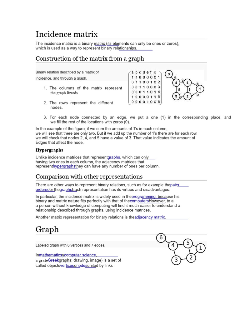 Incidence Matrix | PDF | Vertex (Graph Theory) | Matrix (Mathematics)