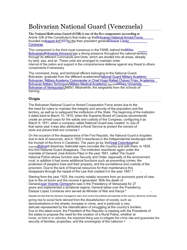 Overview of Venezuela's Bolivarian National Guard | PDF | Military ...
