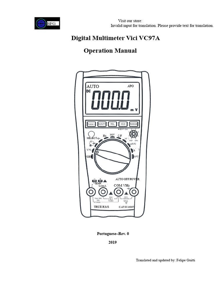 Vici VC97A Digital Multimeter Manual | PDF | Bipolar Junction ...