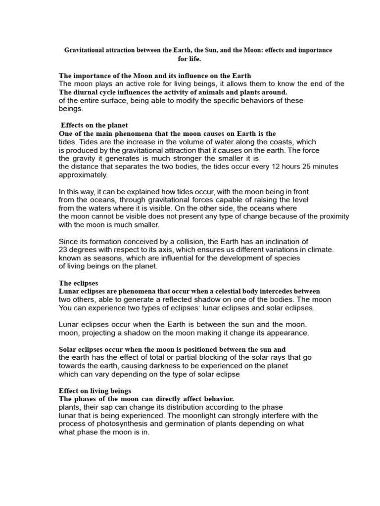 Gravitational Attraction Between The Earth, The Sun, and The Moon ...