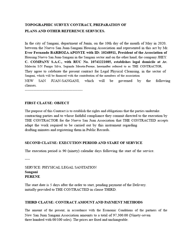 Topographic Survey Contract Details | PDF | Taxes | Business Law