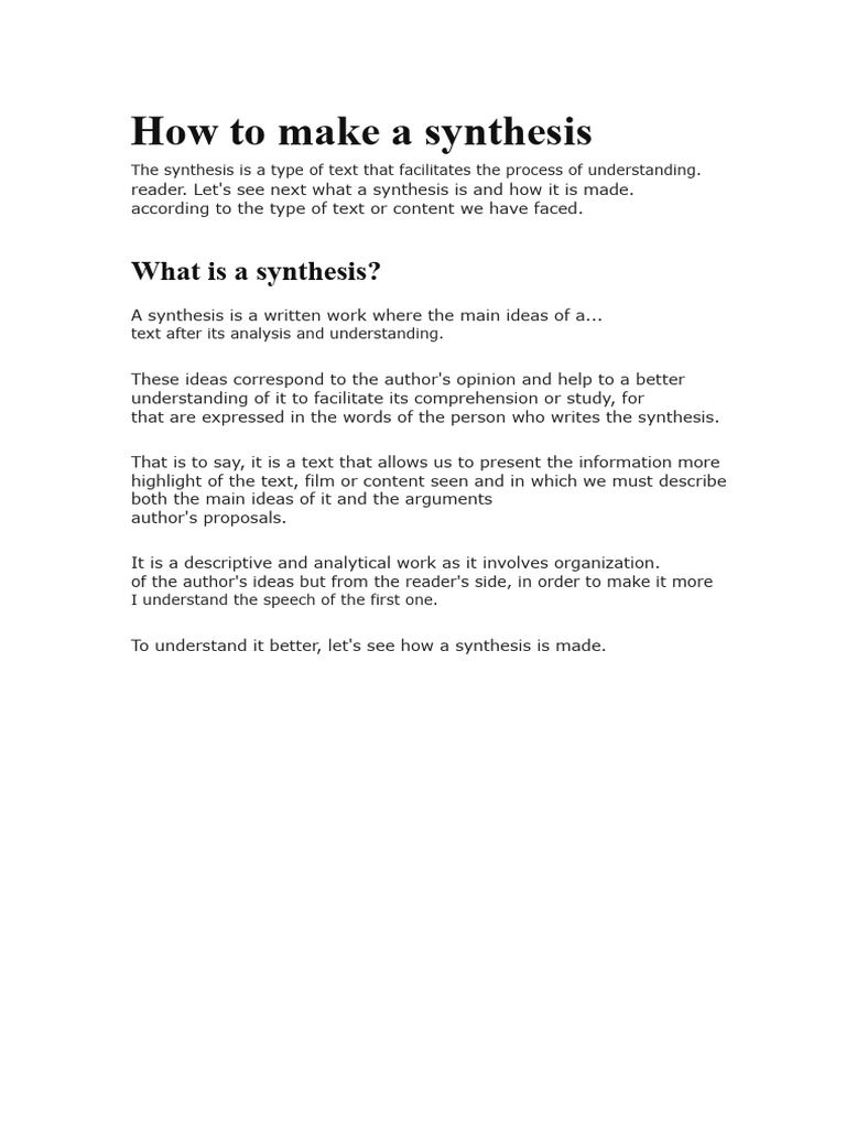 How To Make A Synthesis | PDF | Human Communication