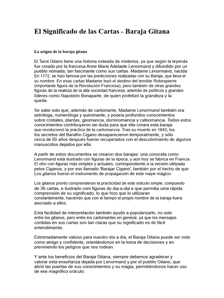 Significado del Tarot Gitano: 36 Cartas | PDF | Amor | Tarot