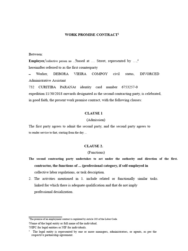 Promise of Employment Contract | PDF | Employment | Labour Law