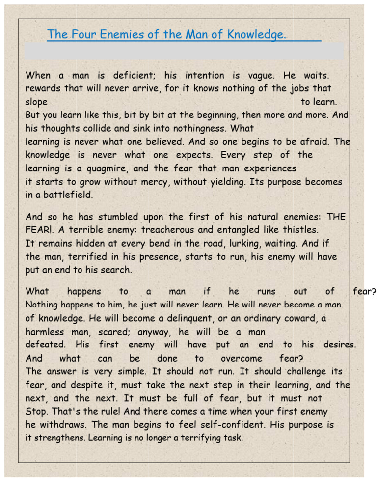 The Four Enemies of The Man of Knowledge | PDF