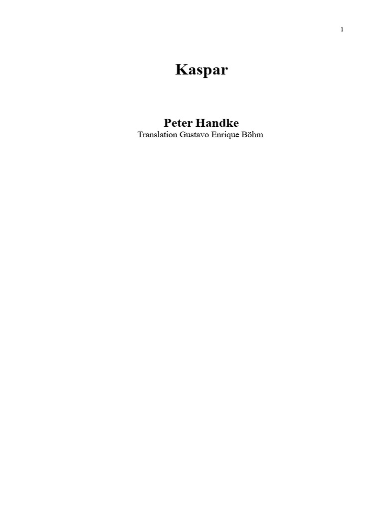 Handke Peter Kaspar | PDF