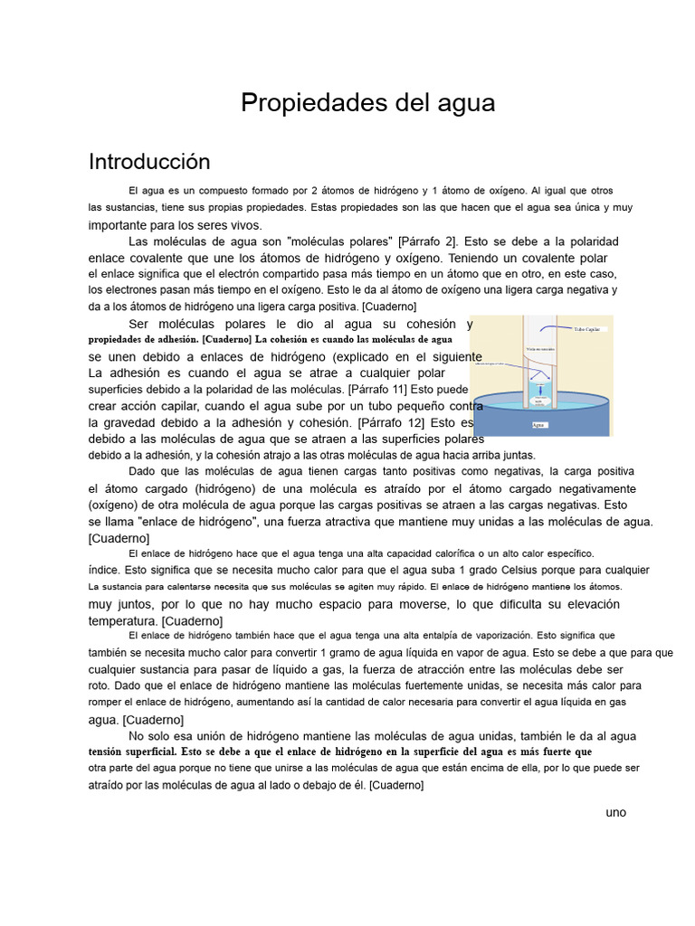 Informe de Laboratorio Sobre Las Propiedades Del Agua | PDF | Propiedades del agua | Polaridad ...