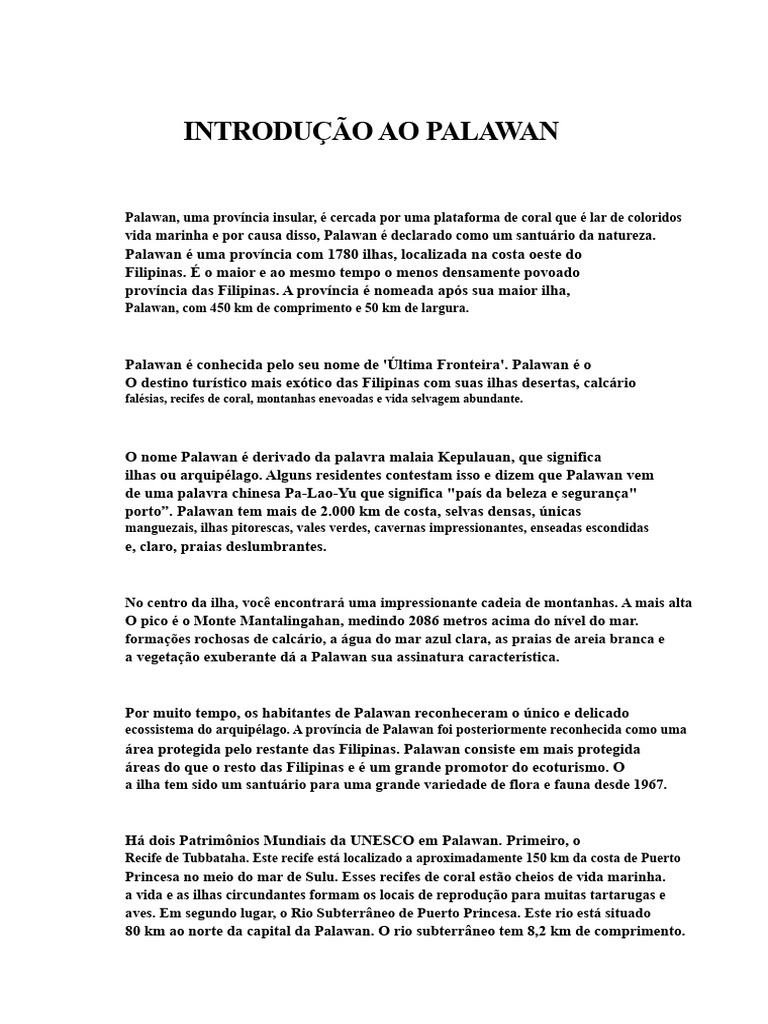 Estudos Sobre Palawan | PDF | Filipinas | Mar