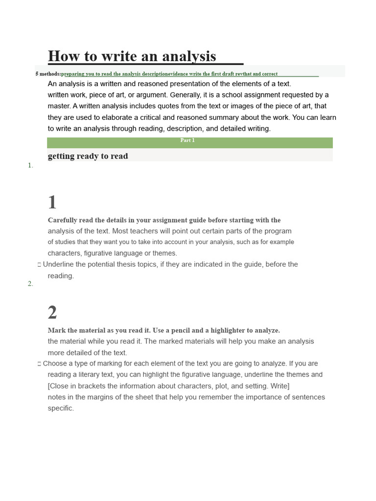 Steps To Write An Analysis | PDF | Essays | Writing