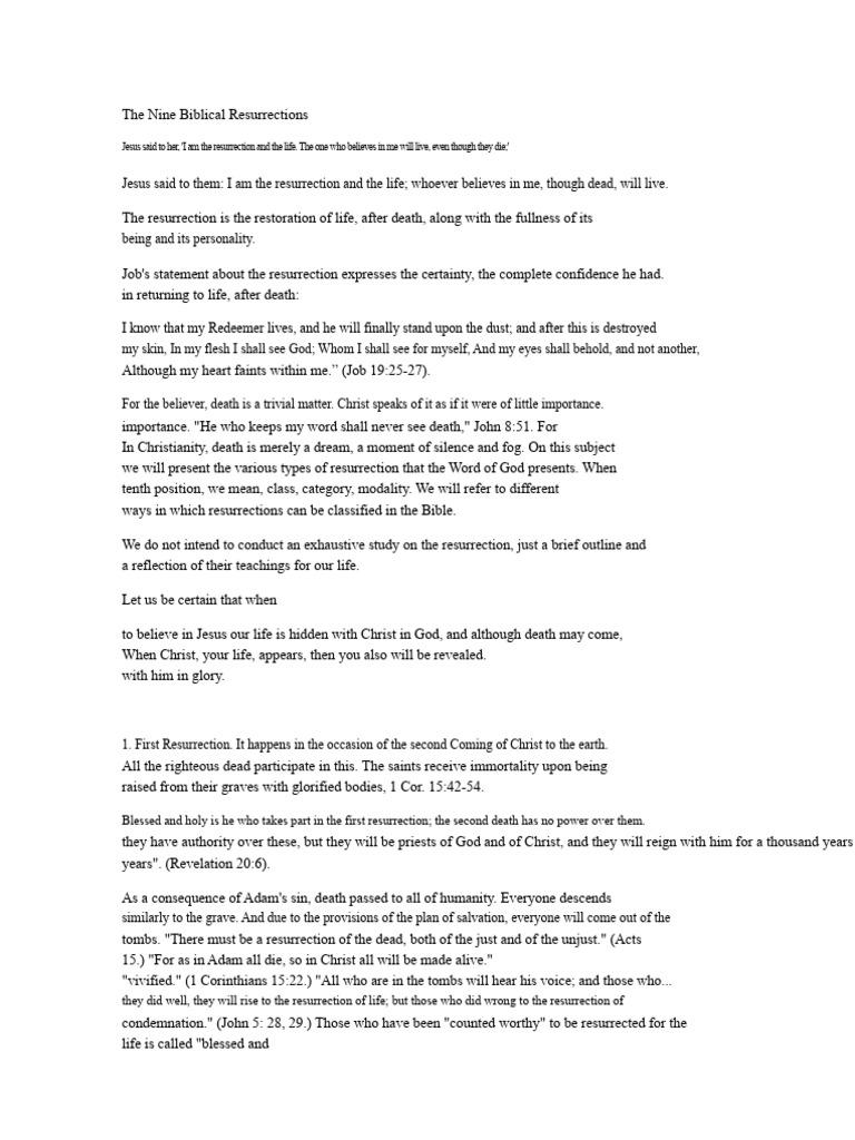 Nine Biblical Resurrections Explained | PDF | Resurrection Of Jesus | Jesus