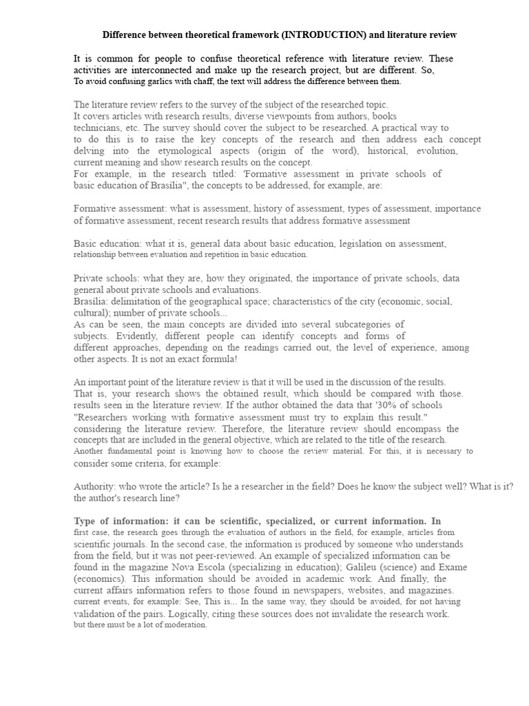 Theoretical Framework vs. Literature Review | PDF | Theory | Information
