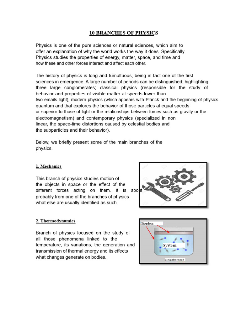 Ten Branches of Physics Explained | PDF | Physics | Light