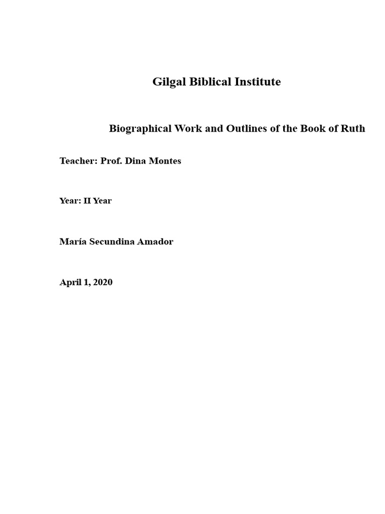 Outline of the Book of Ruth | PDF | Ruth (Biblical Figure) | Naomi ...