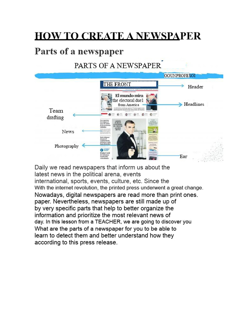 Parts of a Newspaper Explained | PDF | Newspapers | News