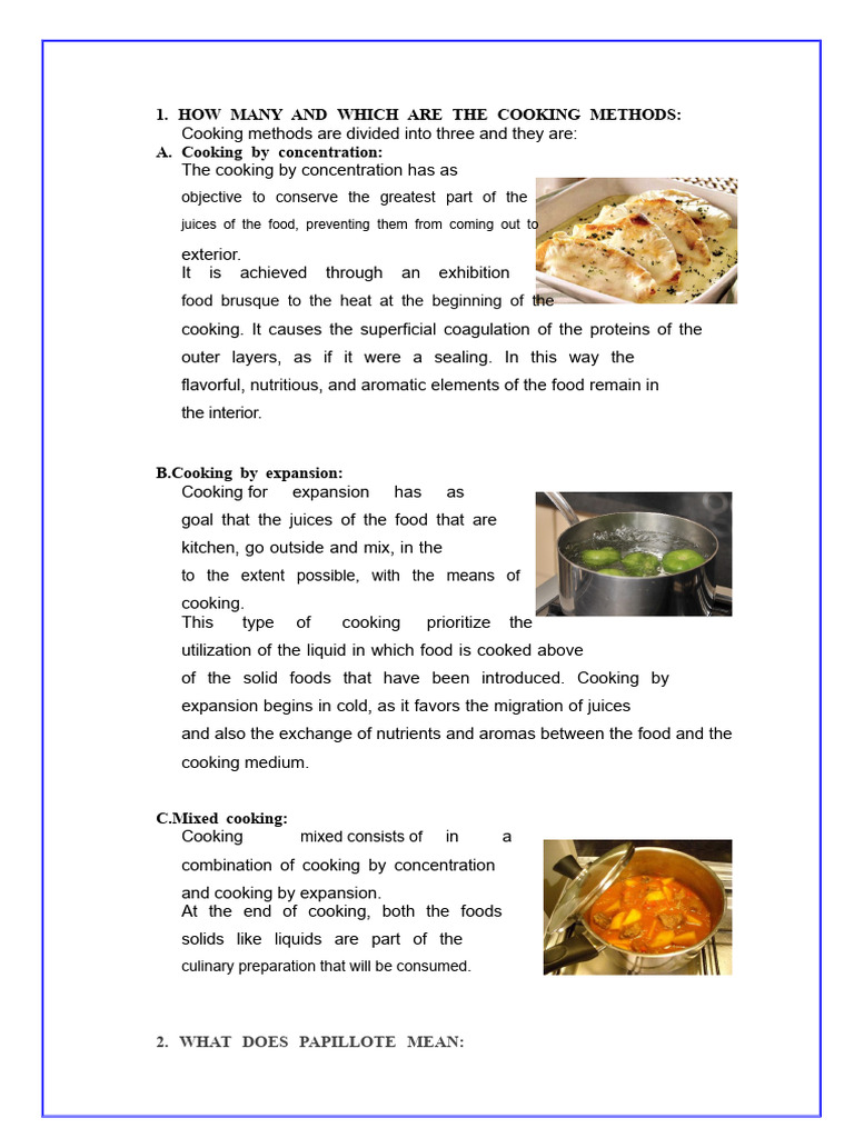 How Many and What Are The Cooking Methods? | PDF | Cooking | Sauce