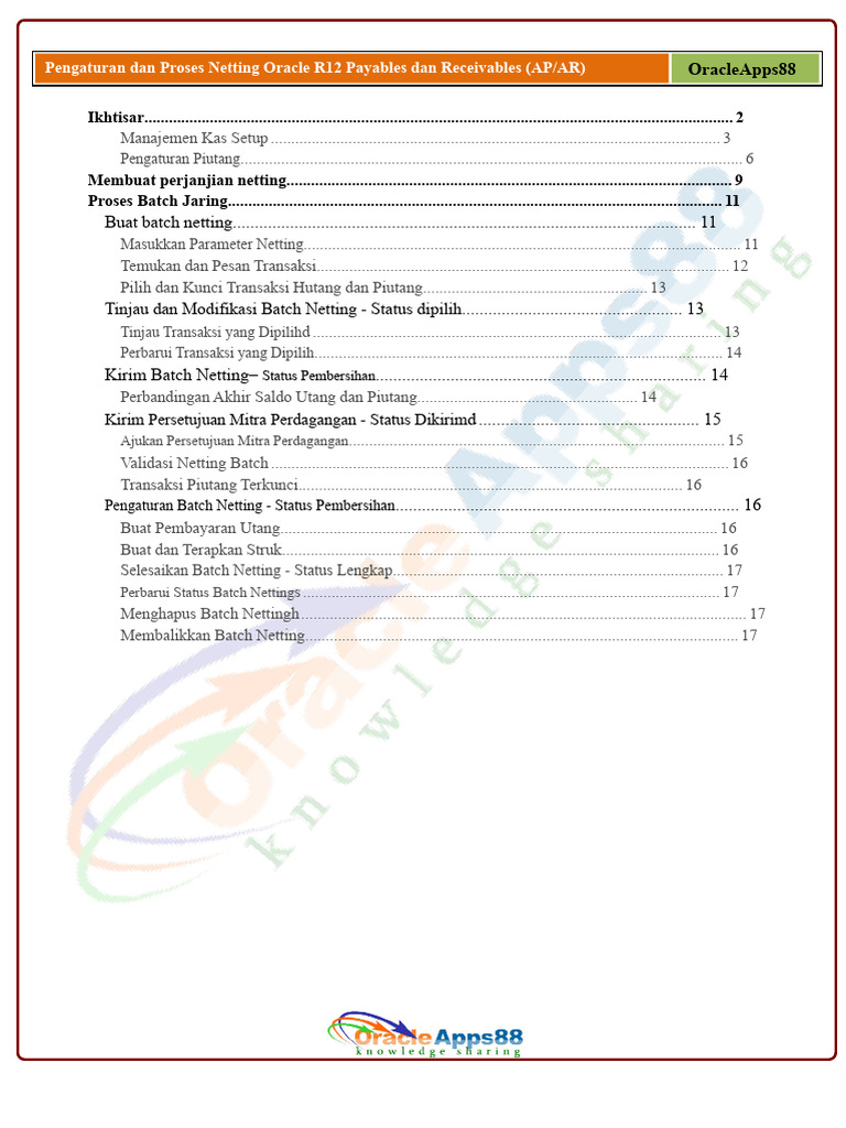 Pengaturan Dan Proses Netting Oracle R12 Payables Dan Receivables (AP Dan AR) | PDF