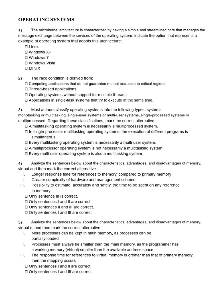 Question Bank - Operating Systems (With Answers) | PDF | Process (Computing) | Operating System