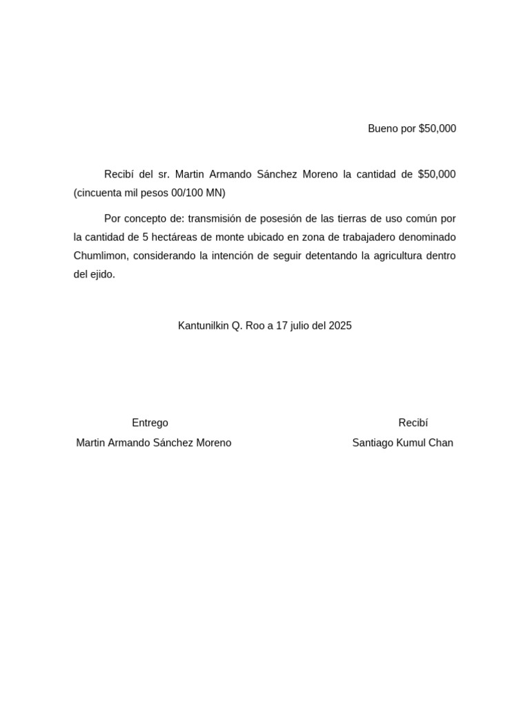 Transacción de 5 Hectáreas en Chumlimon | PDF