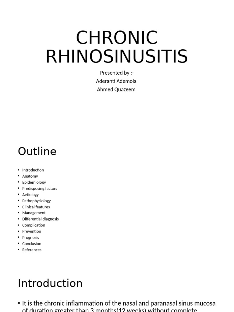 Understanding Chronic Rhinosinusitis | PDF | Human Nose | Diseases And ...
