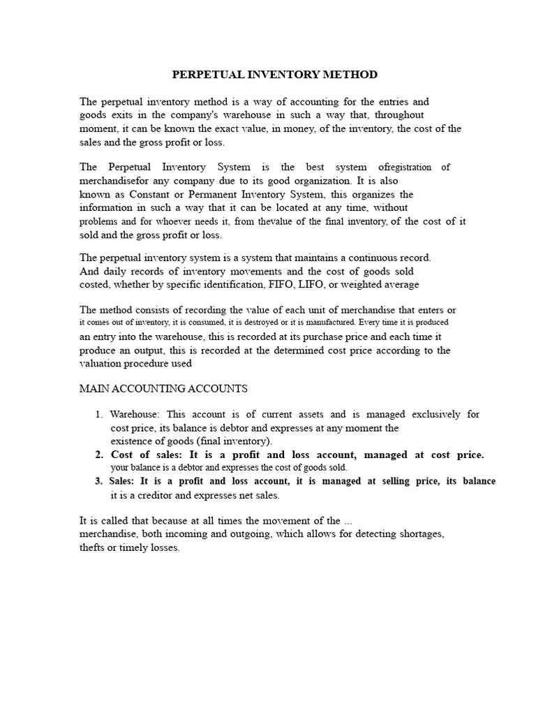 Perpetual Inventory Method | PDF | Inventory | Cost Of Goods Sold